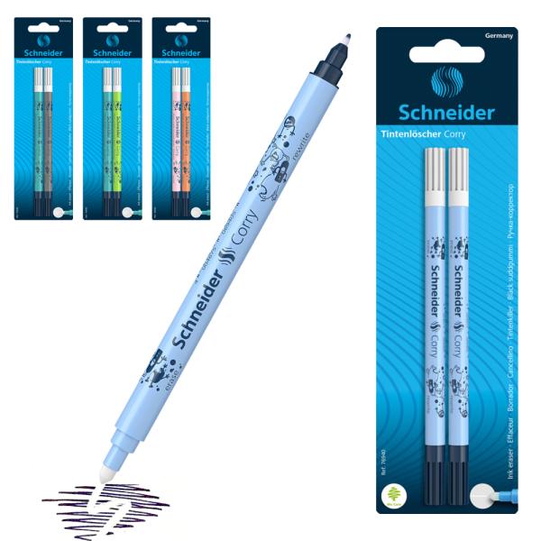 シュナイダー社製のロイヤルブルーインクを使用した書き込みを消す事が出来る画期的な字消しペン。消した部分にはロイヤルブルーインクと同色の、Corry付属の細字カラーマーカーで上書きがOK。これ1本で消去＆修正が可能です。【用途】シュナイダー社...