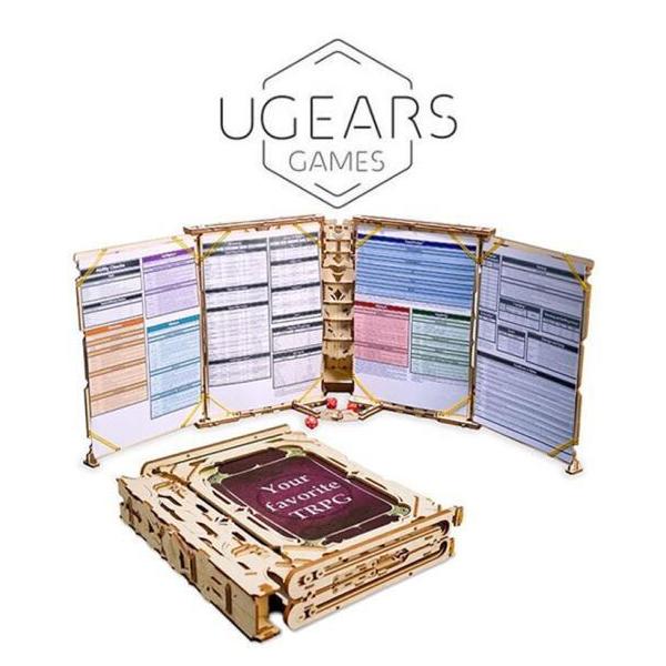 ゲームマスターは折りたたみ時は大きな本に似ています。 全開すると4枚のパネルのあるスクリーンになります。それぞれのパネルにはA4サイズの用紙を入れるための特殊なラバーバンドがあります。 もちろん、4つのパネルすべてを同時に使用する必要はあり...