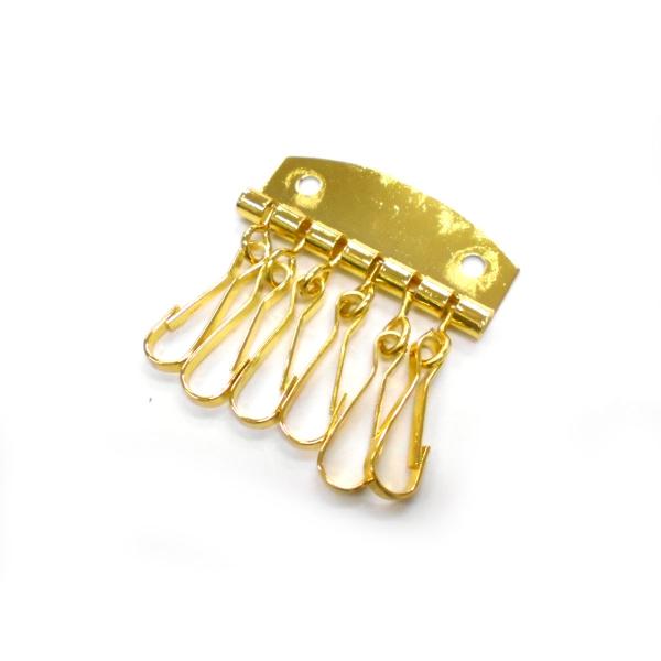 レザークラフト キーホルダー金具6連　1個※普通郵便（簡易包装／日時ご指定不可／代引き不可）※インフォメーションをご確認ください。ご了承の上、ご購入をお願いします。※現物に近い色が出る様に写真を撮っておりますが、多少濃く見えたり薄く見えたり...