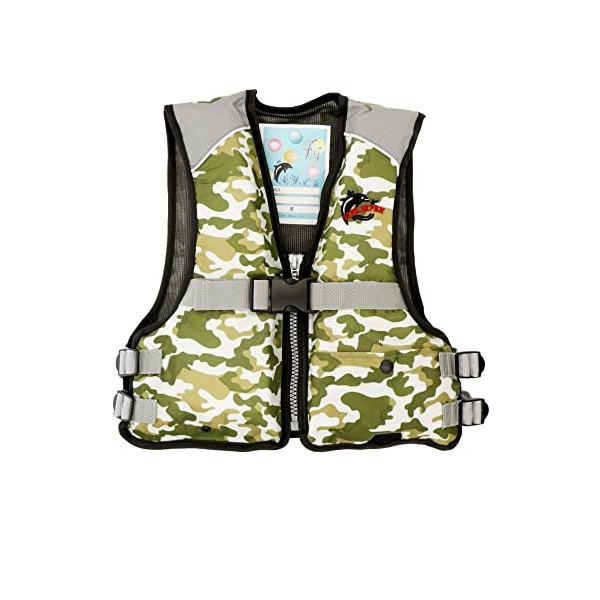 色：GEカモサイズ：SSサイズ(90-100cm)：ウエスト74-91cm、体重20kg以下、初期浮力2.8kgMサイズ(100-120cm)：ウエスト82-94cm、体重30kg以下、初期浮力3.5kgLサイズ(120-130cm)：ウエ...