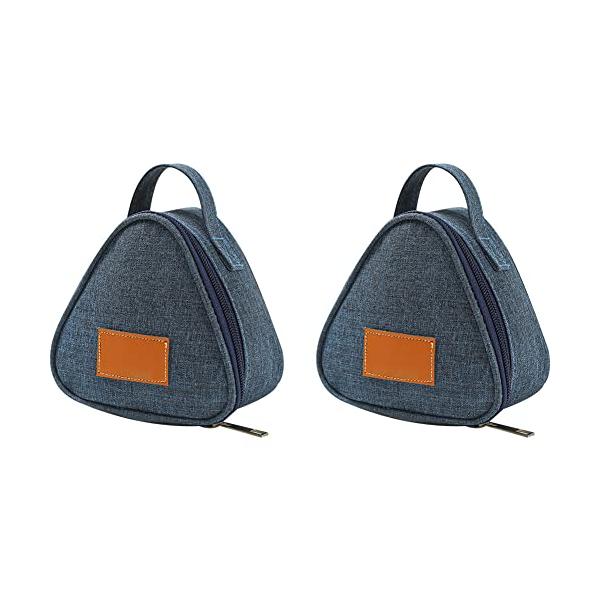 *仕様：おにぎり型様式のお弁当ポーチ2個。*素材：布地、アルミ素材。*スタイル：ブルー。*サイズ：13.5*7*13cm。*おにぎり様式：おにぎり様式。一つバッグは市販のおにぎりの2個まるまるを入れる可能、保冷剤と併用しやすい。小型、バッグ...