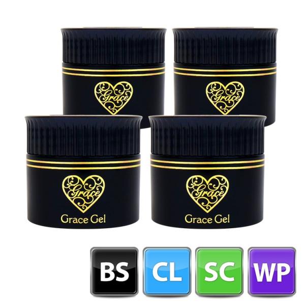 ■商品名　かなりお得です！！グレースジェルよくばりセット（ベース・クリア・スカルプ・ワイプレストップ）■容量　各15ml■使用上の注意　▲ワイプレストップ・ワイプレス（拭き取り不要）タイプのソークオフジェルは紫外線に非常に敏感です。施術中に...