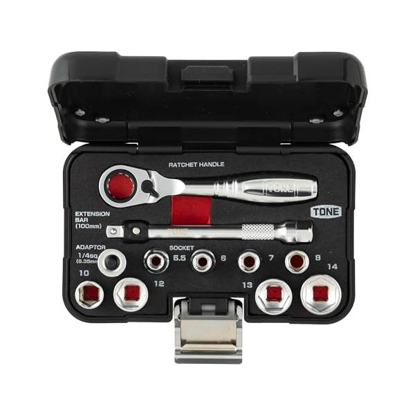 内容品：ラチェットハンドル、6.35mmアダプター、専用極短ソケット5.5、6、7、8、10、12、13、14mm専用11mm差込角と6.35mm差込角両対応DIY・工具・ガーデン/作業工具/工具セット・道具セット