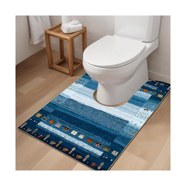 柔軟快適・踏む心地良い トイレマットは、柔軟で快適な素材を使用しています。素足で使用しても、靴下を履いていても、その柔らかな感触が心地よく、立っている時や踏んでいる時に、まるで穏やかなリラックスの瞬間を味わっているかのような感覚を演出します...
