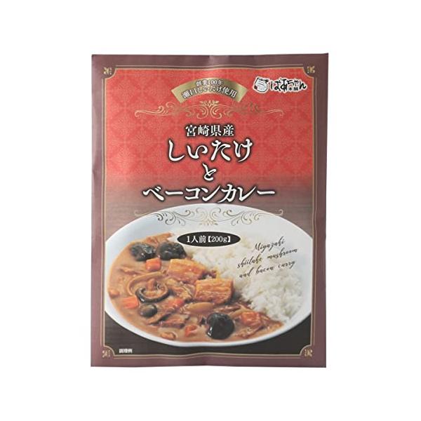 宮崎県産のしいたけとベーコンをふんだんに使ったカレーです。内容量:200gアレルギー表示:小麦、卵、乳成分、牛肉、大豆、豚肉食品・飲料・お酒/レトルト・料理の素/シチュー