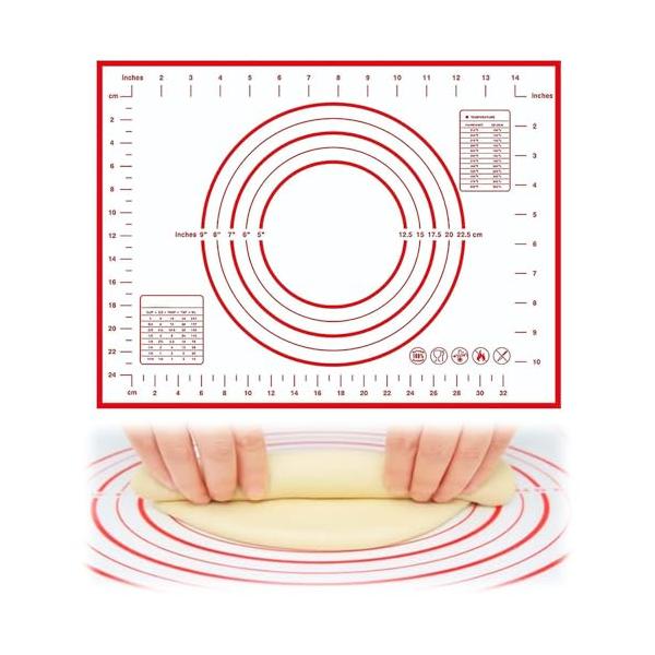 食品グレードシリコン素材 このベーキングマットは高品質シリコン製で、安全で柔らかく耐久性に優れ、しわや色あせを効果的に防止します。食品に直接接触可能で、安心してご使用いただけます。 厚み設計 0.4mmシリコンパッドの厚みは標準的な0.3m...