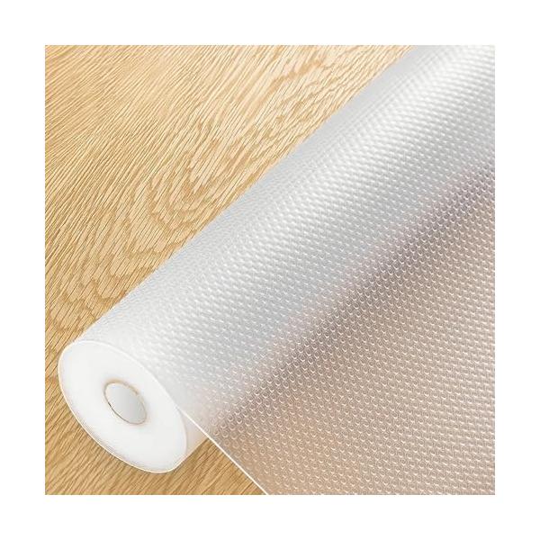 Q・L・Y 食器棚シートは30x300cm の長尺サイズで、厚さ 0.6mm の適度なクッション性を持っています。透明仕様なので、食器棚のデザインを損なうことなく使用でき、自由に裁断できる特性により、さまざまなサイズの食器棚や収納庫にピッタ...