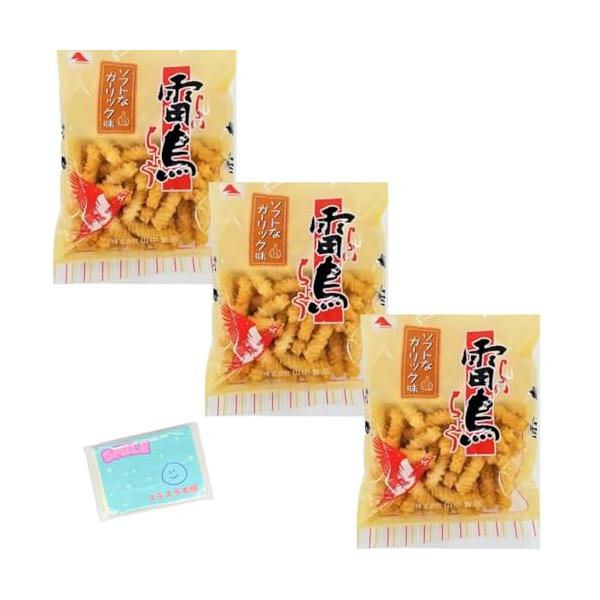 山中食品 雷鳥 ソフトなガーリック味 100g *3袋セットです。厳選した一等小麦粉を主原料にしたサクサク食感の小麦生地に、濃厚なガーリックの味わいがクセになる。1980年発売から販売40年を越す、ロングセラーの和風揚げ菓子です。食品・飲料...