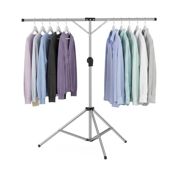 * 組立簡単＆取扱便利 折りたたみは手間なしの9秒展開、工具不要です。レバー操作で簡単に高さ調整ができ、わずか1秒で上下の操作が可能な物干しスタンドです。軽い力でスムーズに開閉でき、日常の洗濯作業をより手軽にします。女手一人でも簡単に出来上...