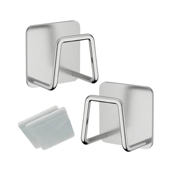 製品仕様 パッケージ内容：スポンジホルダー*2個、粘着ステッカー*2枚、サイズ：4.5*4.5cm、これは厚さ3cm以下の物品収納に適しています。ご注意：24時間待ってから使用してください。 高品質な材料 高品質で耐久性拔群な304ステンレ...