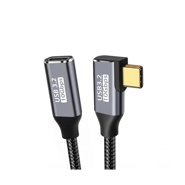 L字コネクタで狭い場所もスッキリ延長 ノートPCやデスクトップ背面など、手が届きにくいUSB-CポートをL字プラグでスマートに延長。ケーブルが横方向に出るため、壁際や狭いスペースでも無理なく配線でき、デスク周りがすっきりします。コネクタ根元...
