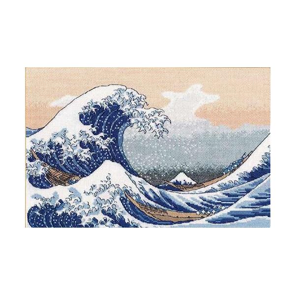 ロシアのメーカー、OVENのクロスステッチ刺繍キットです。葛飾北斎の『富嶽三十六景』から。■サイズ：30 × 20 センチ■キット内容・刺繍糸・刺繍布(無地) 16カウント（1センチに6.3目）・針・カラー図案・説明書（英語、ロシア語）※日...