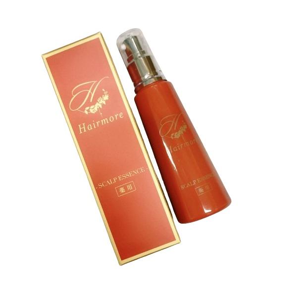 【商品名】 ヘアモア スカルプエッセンス 薬用ヘアローション【内容量】 120mL【原材料】 女性ホルモン様作用成分、2種類の有効成分、 高麗人参エキス、14種の和漢植物【使用方法】 朝晩2回、気になる箇所に適量を塗布し、 指の腹でマッサー...