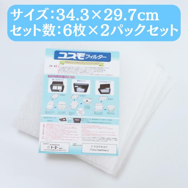 【安心・安全の商流と原材料】ブランド名：トウヨウキカイ(Toyo-machinery)がパッケージに記載されており、安心・安全の商流で商品をお届けします。原材料のガラス繊維は耐熱温度(軟化点840°C)が高く、 レンジフード用フィルターとし...