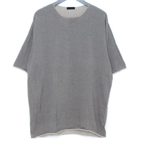 【ブランド名】DEVOA (デヴォア)【商品名】ニットショートスリーブTシャツ / knit s/s tee 半袖カットソー tops【型番】【カラー】グレー【付属品・素材】画像参照【サイズ】3【寸法】肩幅46cm　身幅54cm　着丈74c...