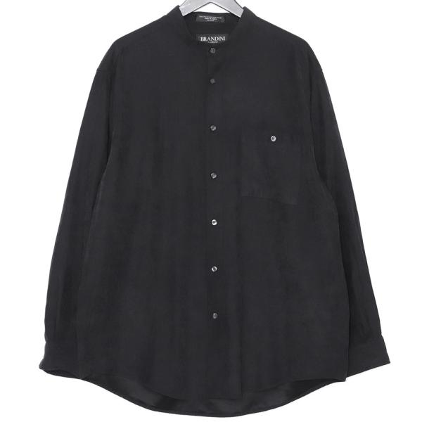 【ブランド名】BRANDINI (ブランディーニ)【商品名】フェイクスウェードシャツ / ノーカラー 長袖シャツ 胸ポケット【型番】U6888【カラー】ブラック【付属品・素材】画像参照【サイズ】L【寸法】肩幅51cm　身幅61cm　着丈82...