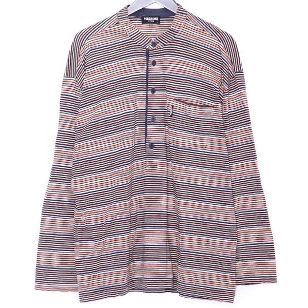 【ブランド名】MISSONI INTIMO (ミッソーニ インティモ)【商品名】フロントボタン長袖Tシャツ / 胸ポケット ロゴパッチ 長袖カットソー【型番】136-R-2131【カラー】マルチボーダー【付属品・素材】画像参照【サイズ】L【...
