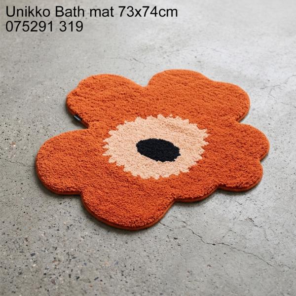 マリメッコ marimekko バスマット 玄関マット ラグマット オレンジレッド/パウダー/チャコール Unikko bath mat 73x74cm 075291 319 75291 北欧 フィンランド [2026SS]
