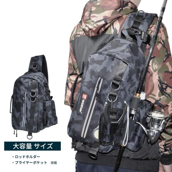 大容量の収納スペースと機能的なデザインで、ランガンに最適なショルダーバッグです。 前後2気室+フロントポケット仕様でルアーや小物類などを整理ながら収納でき、 バッグの各所に取り付けられたDカンやウェビングにツール類を吊り下げることで、プライ...