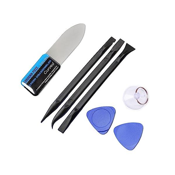 セット内容7点セット；薄い0.1mmスパッジャー×1；プラスチスパッジャー×2；プラスチヘラ×3；吸盤オープナー×1。素材高品質のスチール+プラスチ、高い強度と靭性は、それが180度曲がっていても、それが変形されることはありません。デザイン...