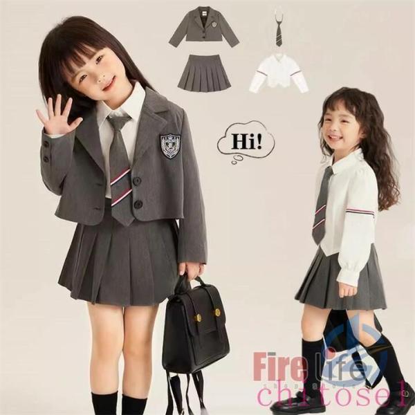 子供スーツ 卒業式スーツ 入学式 4点セットJK制服  ガールズ ジャケット プリーツスカート ネクタイ シャツ フォーマルスーツ  女の子 高校生  中学生 入学式 小学生 幼稚園 入園式 卒園式 韓国 おしゃれ 100-160  プリー...