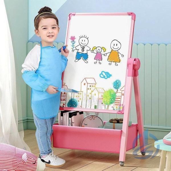 【両面 マグネット ボード 多機能性】お絵かきボードが両面使えることができます。一面は黒板で、もう一面はホワイトボードで、2人の子供に同時に学習機会を提供できます。 子供のためのすべての安全設計は、両親のための信頼できる選択です。（ホワイト...