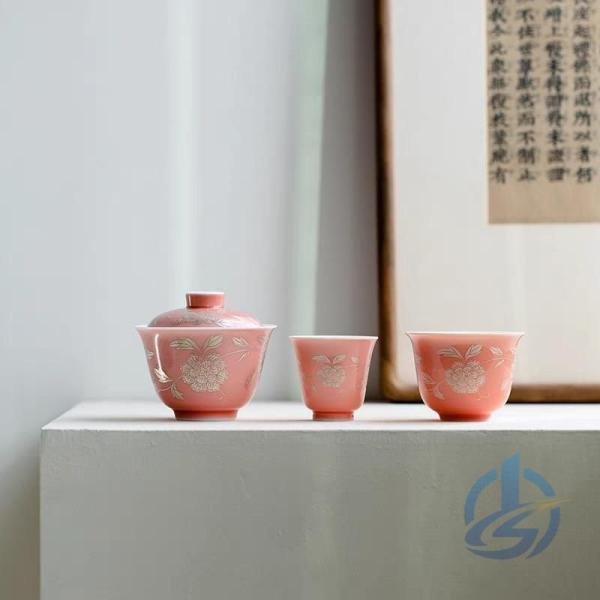 限定 中国茶器 伝統蓋碗 磁器 「牡丹」茶葉 ウーロン茶 お茶 ギフト 台湾茶器