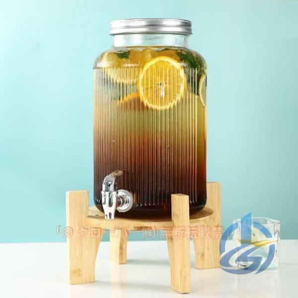 ドリンクサーバー 6L 4L 2.5L スタンド付 ガラス 蛇口付き 冷水ポット 冷水筒 梅酒 果実酒 ウォーターサーバー ガラス瓶 ガラス製