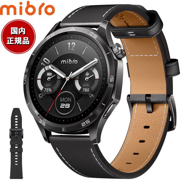 【ミブロ Mibro スマートウォッチ mibro GT SP380017-C240 ブラックレザー 腕時計 メンズ レディース 替えバンド付属 Mibro Watch GTはプレミアムステンレススチール構造で、時代を越えたエレガンスを実現...