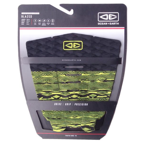 OCEAN&amp;EARTHデッキパッド 「BLAZED」 3PCS@3PIECELENGTH:305mmWIDTH:300mmARCH:7mmKICK HEIGHT:25mmカラー　LIME