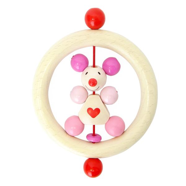 握りやすく、舐めやすく、振りやすい。赤ちゃんにとって3拍子そろったかわいいネズミさんの木のおもちゃ。両手でカップを持つイメージで、左右の手で同時にしっかり握れるサイズです。 振るとねずみちゃんが動いてカチャカチャ♪優しい天然木の音に赤ちゃん...