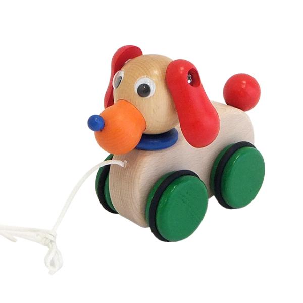 お顔をふりふり、赤ちゃんの好奇心を刺激しますワンちゃん型の木のプルトーイです。ひもを引くとかわいいコイヌはカタカタと鳴りながら、お顔をふってついてきます。それを見た赤ちゃんもお尻をふりふり、ハイハイやよちよち歩きで追いかけます。お子様が成長...