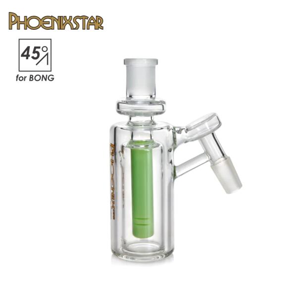 PHOENIX STAR(フェニックススター)のボング用アッシュキャッチャー。二重ガラスとリサイクラーデザインを採用したモデル。火皿ジョイントにこのパーツを通すことで、煙のろ過・冷却の効果がさらに高まるだけでなく、灰や不要物がボングのメイン...