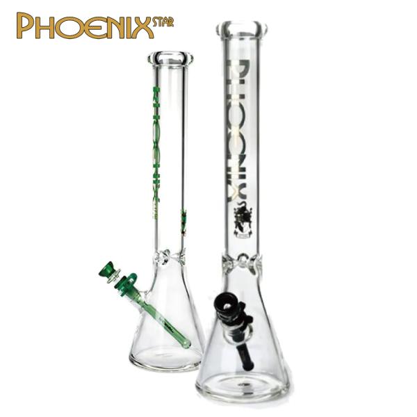 これぞクラシック！なPHOENIX STAR(フェニックススター)のビッグボング。水量がたっぷり入る、安定のビーカータイプ。厚さ7ｍｍの頑丈な耐熱ガラス製で、しっかりとした重みがあります。長い筒部分にはたっぷりと氷を入れて煙を冷却できます。...