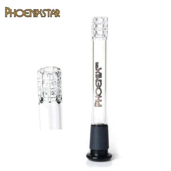 PHOENIX STAR（フェニックススター）のボング用ダウンステム。小さな穴から気泡を生み煙を拡散し、よりスムースなヒットを楽しめるパーコレーターがステムに内蔵！ノーマルボングでも濾過のレベルを高め、喉にやさしい喫味に仕上げてくれます。1...