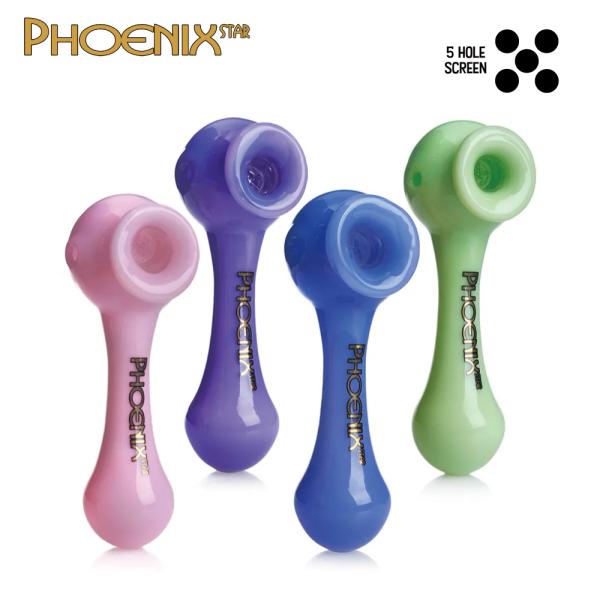 5穴スクリーンがはめ込まれ、スクリーンなしで使えるガラスパイプ。ミルキーなカラーとなめらかなフォルムが手になじむパイプです。熱衝撃に強いボロシリケイト(ホウケイ酸)ガラス製。【商品詳細】サイズ：長さ12cm ヘッド直径4cm素材：ボロシリケ...