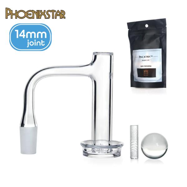 クオーツ製バンガーとバンガービーズ、キャップのセット。火皿下部にスリットの入ったバンガーは吸引時に空気の流れをバンガー中心部分に押し戻し、循環をより高めます。スティックはドローの際にバンガーの中を回転することで、ワックスをバンガー内に均一に...