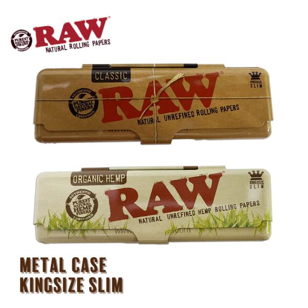 RAWペーパーキングサイズスリム用のメタルケース。ペーパーの携帯に便利なケース。【商品詳細】サイズ：約116mm×38mm×10mm素材：メタルシャグ 手巻きタバコ ローリングペーパー ジョイント 喫煙具 葉巻  wraps　ペーパーケース