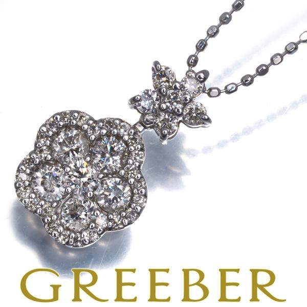 ダイヤ ダイヤモンド 0.68ct フラワー ネックレス K18WG GENJ