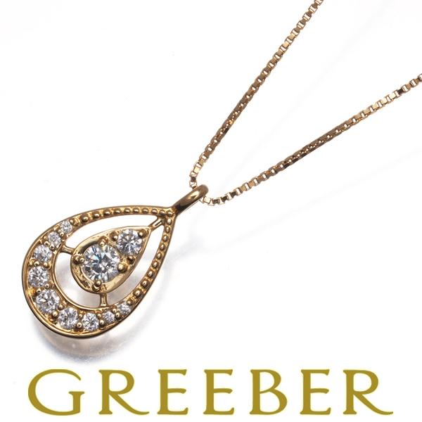 ダイヤ ダイヤモンド 0.12ct ティアドロップ ネックレス K18YG GENJ