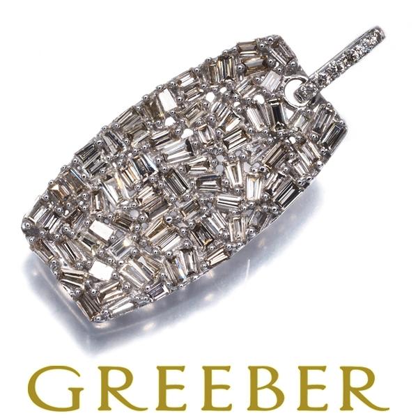 ダイヤ ダイヤモンド 0.80ct テーパー バゲット 2種カット ペンダントトップ K18WG GENJ