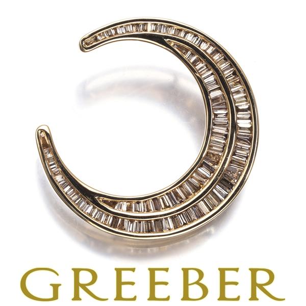 ブラウンダイヤ ダイヤモンド 0.74ct ムーン テーパーバゲットカット ペンダントトップ K18YG GENJ