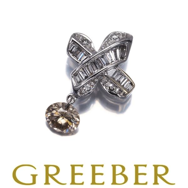 ブラウン＆クリアダイヤ ダイヤモンド 0.35ct 2種カット ペンダントトップ K18WG GENJ