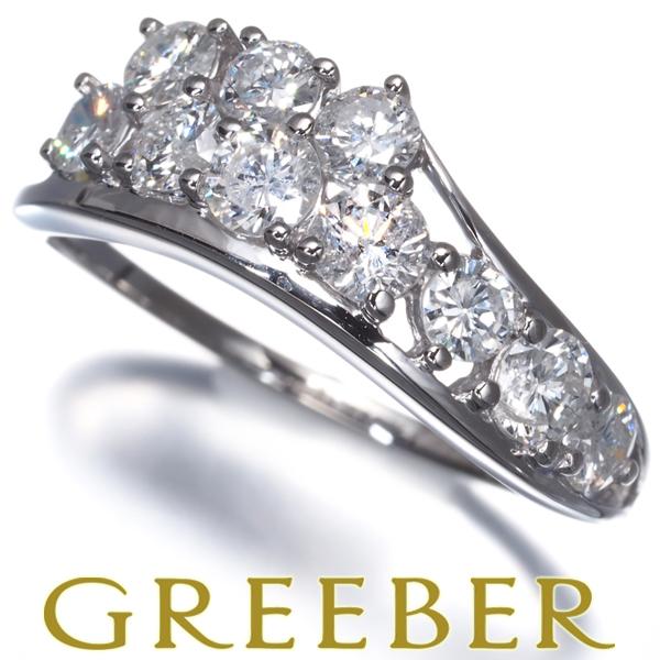 ダイヤ ダイヤモンド 1.00ct 10P ウェーブ リング Pt900 指輪 GENJ