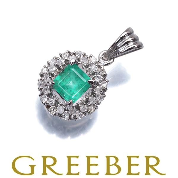 エメラルド 0.51ct ダイヤ ダイヤモンド 0.20ct シングルカット クラシック ペンダントトップ Pt900 GENJ