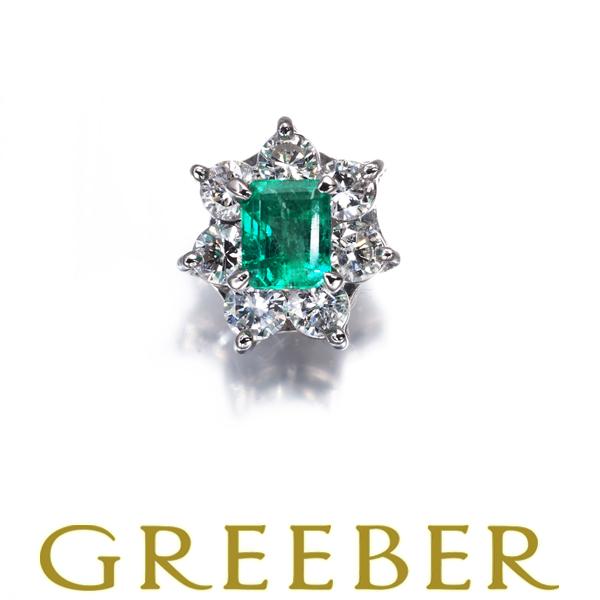 エメラルド 0.40ct ダイヤ ダイヤモンド 0.50ct クラシック フラワー ブローチ Pt900 GENJ