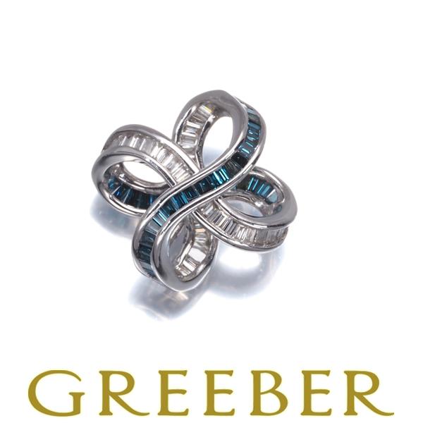 GSTV ペンダントトップ ブルー&amp;クリア ダイヤ ダイヤモンド 0.30ct テーパーカット K18WG BLJ/GENJ