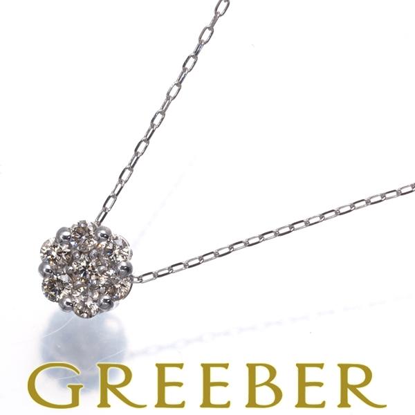 ブラウンダイヤ ダイヤモンド 0.20ct フラワー ネックレス K18WG GENJ