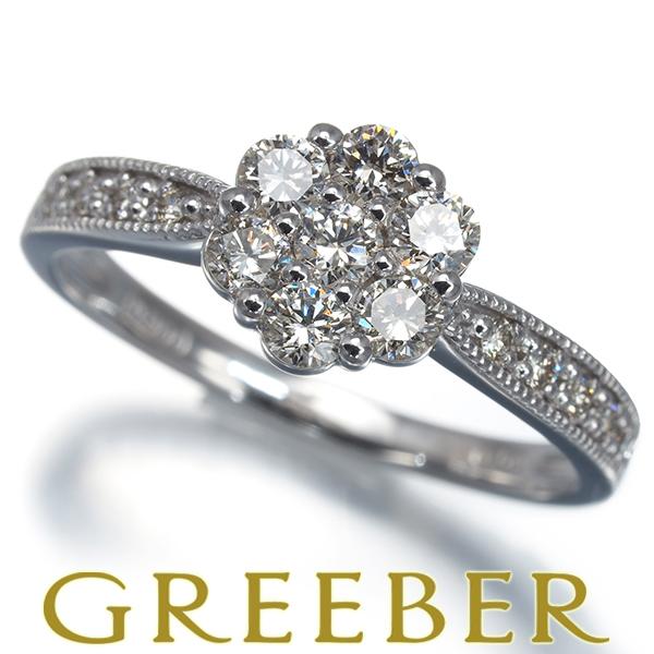 ダイヤ ダイヤモンド 0.50ct フラワー ミルグレイン リング Pt900 指輪 GENJ