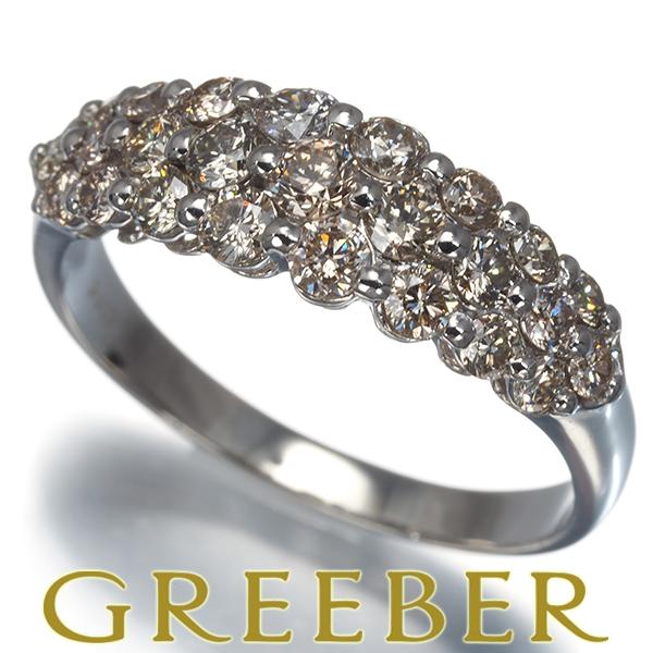 ブラウンダイヤ ダイヤモンド 1.00ct パヴェ リング Pt900 指輪 GENJ